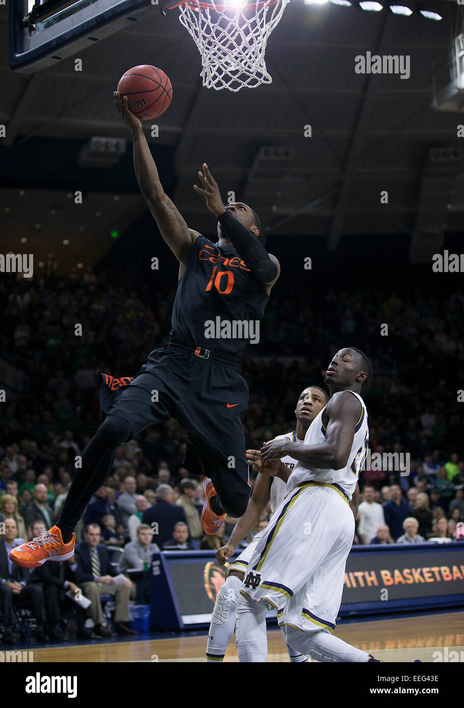 South Bend, Indiana, USA. 17th Jan, 2015. Miami guard Sheldon McClellan ...