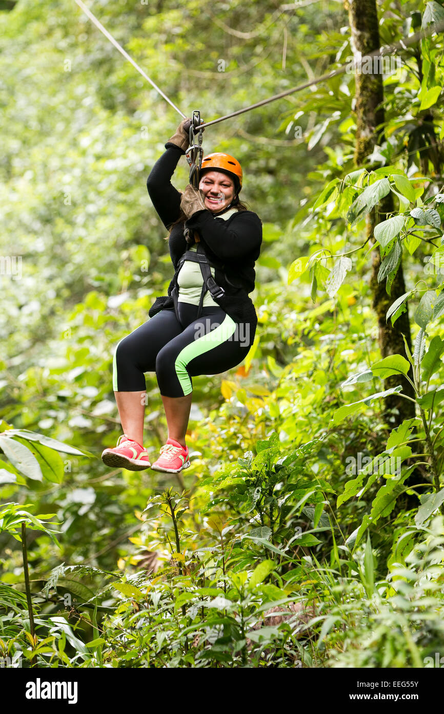 Oversized Adult Woman On Zip Line Trip Nearby Banos De Agua Santa ...