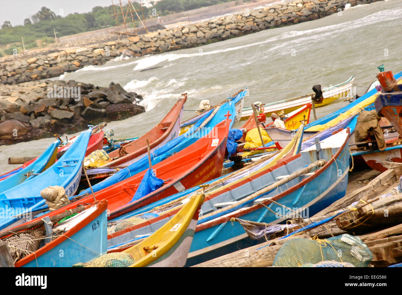 Harbour with boats, Kanyakumari, India Stock Photo - Alamy