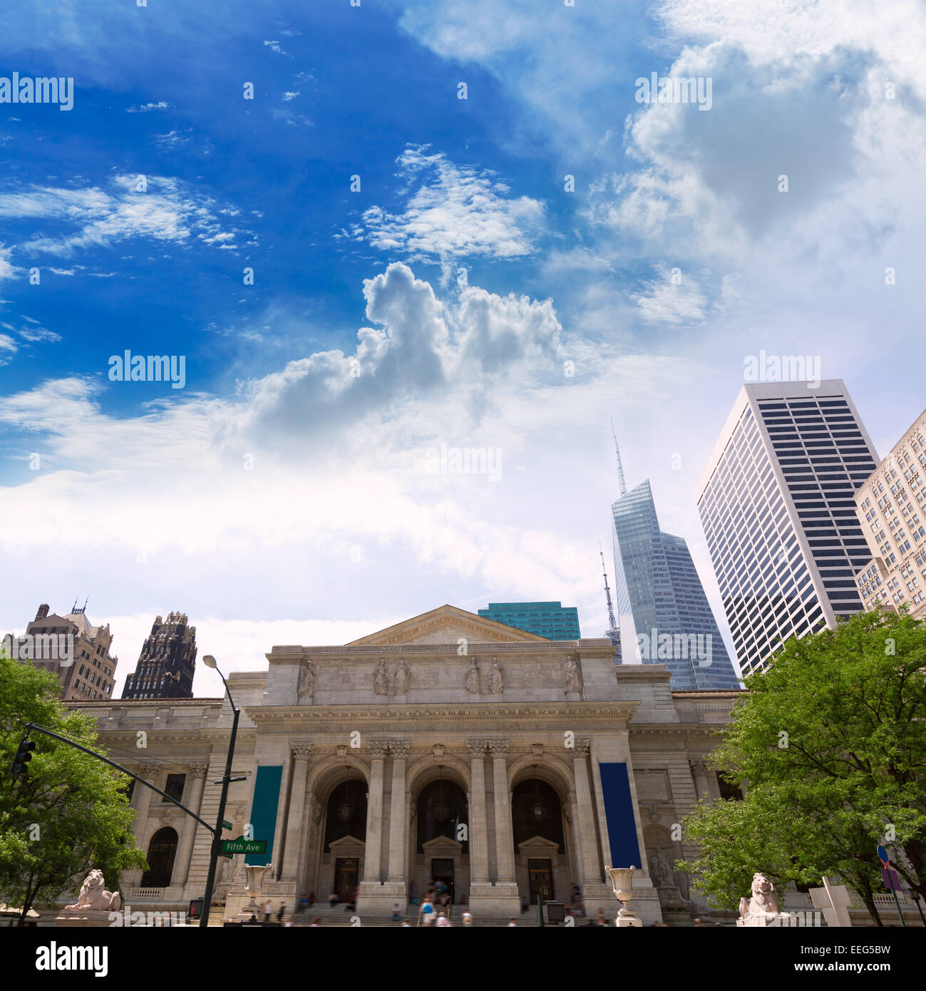 New York Manhattan Public Library Fifth Avenue 5th Av downtown US Stock ...