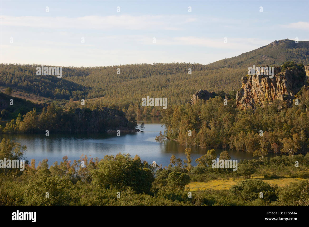 Natural landscape with lake Stock Photo - Alamy