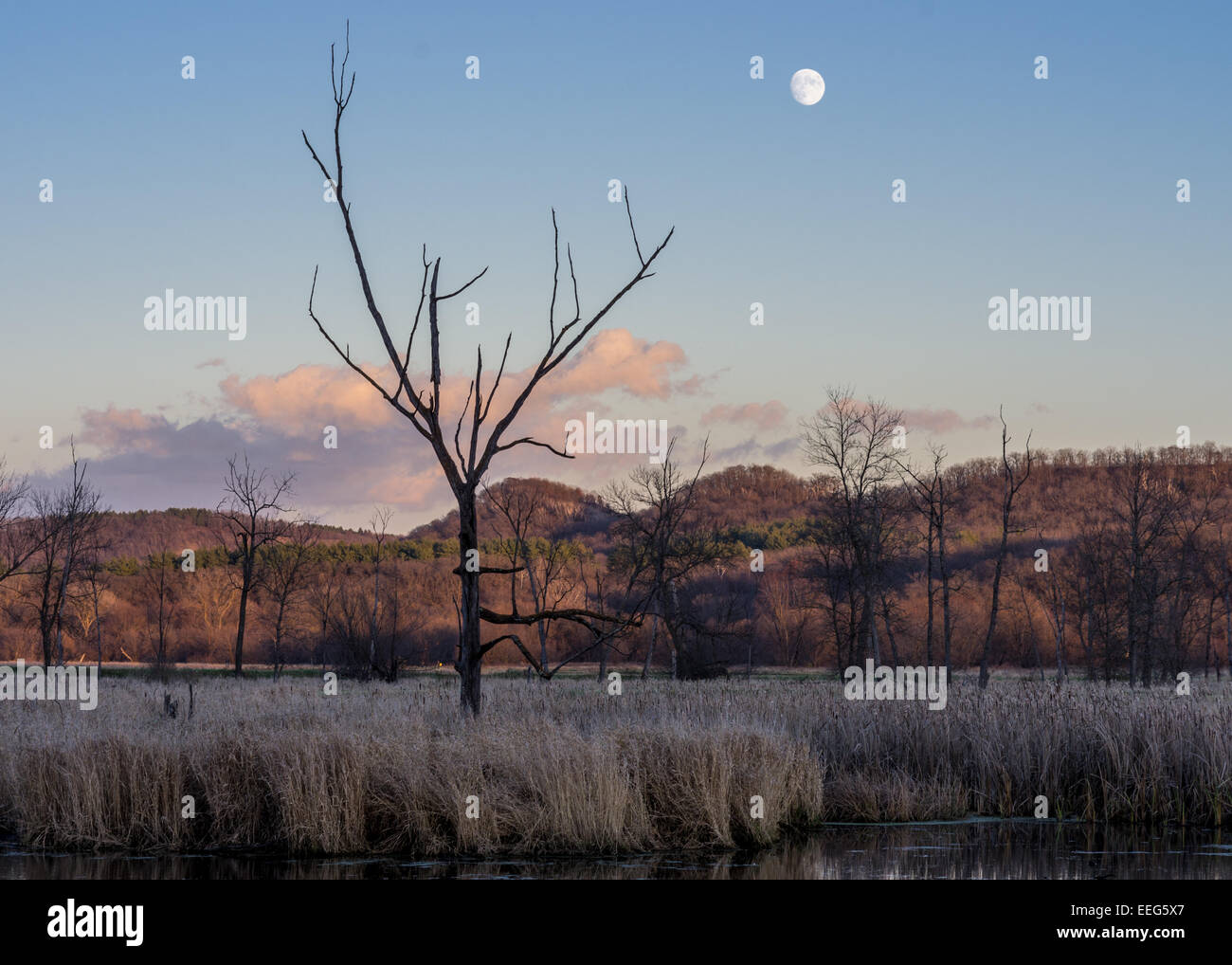 Moon over the river valley hi-res stock photography and images - Alamy