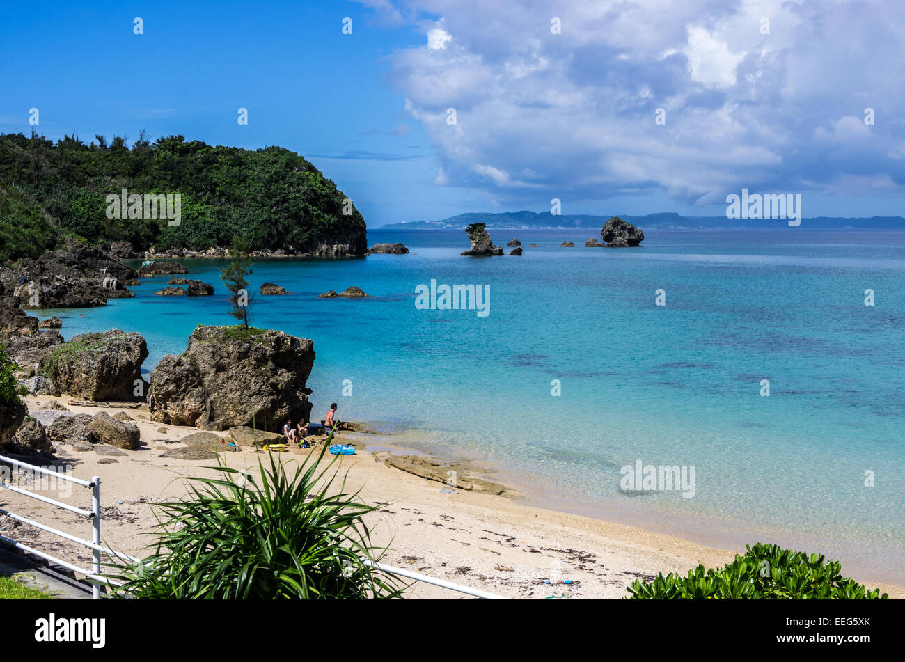 This is a view of the beach on Tsuken Island captured from the inn atop ...