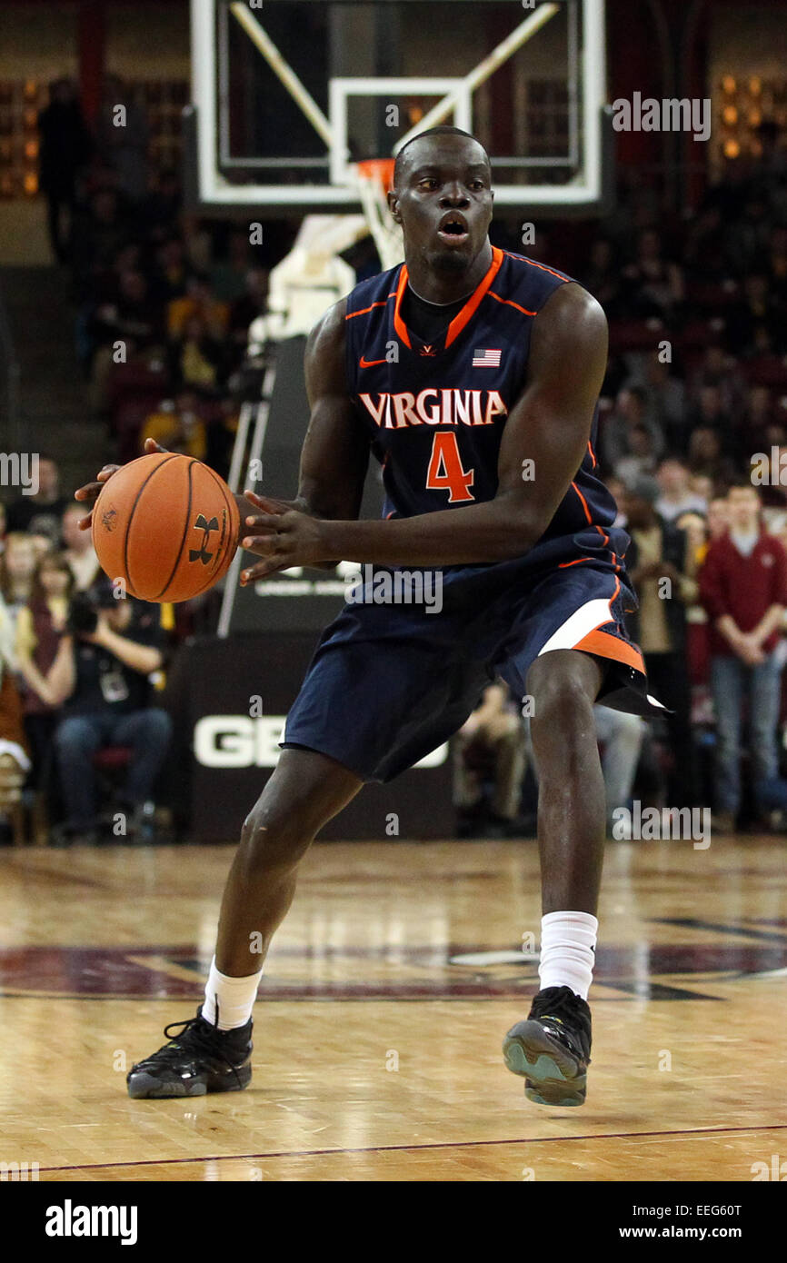 Massachusetts, USA. 17th Jan 2015. Virginia Cavaliers guard Marial ...