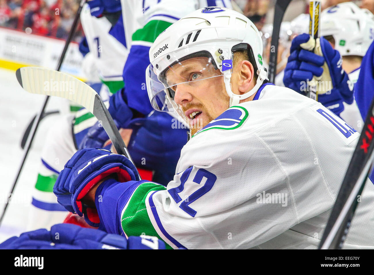 Raleigh, North Carolina, USA. 16th Jan, 2015. Vancouver Canucks left ...