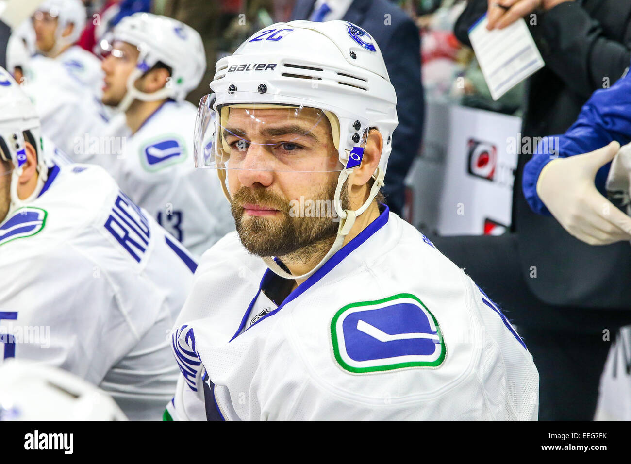 Vancouver Canucks left wing Chris Higgins (20) during the NHL game ...