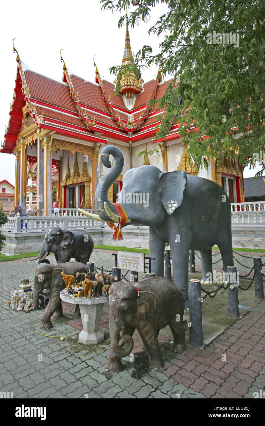 Thailand Siam Tempel Phuket Wat Chalong Elefant Skulptur, Architektur ...