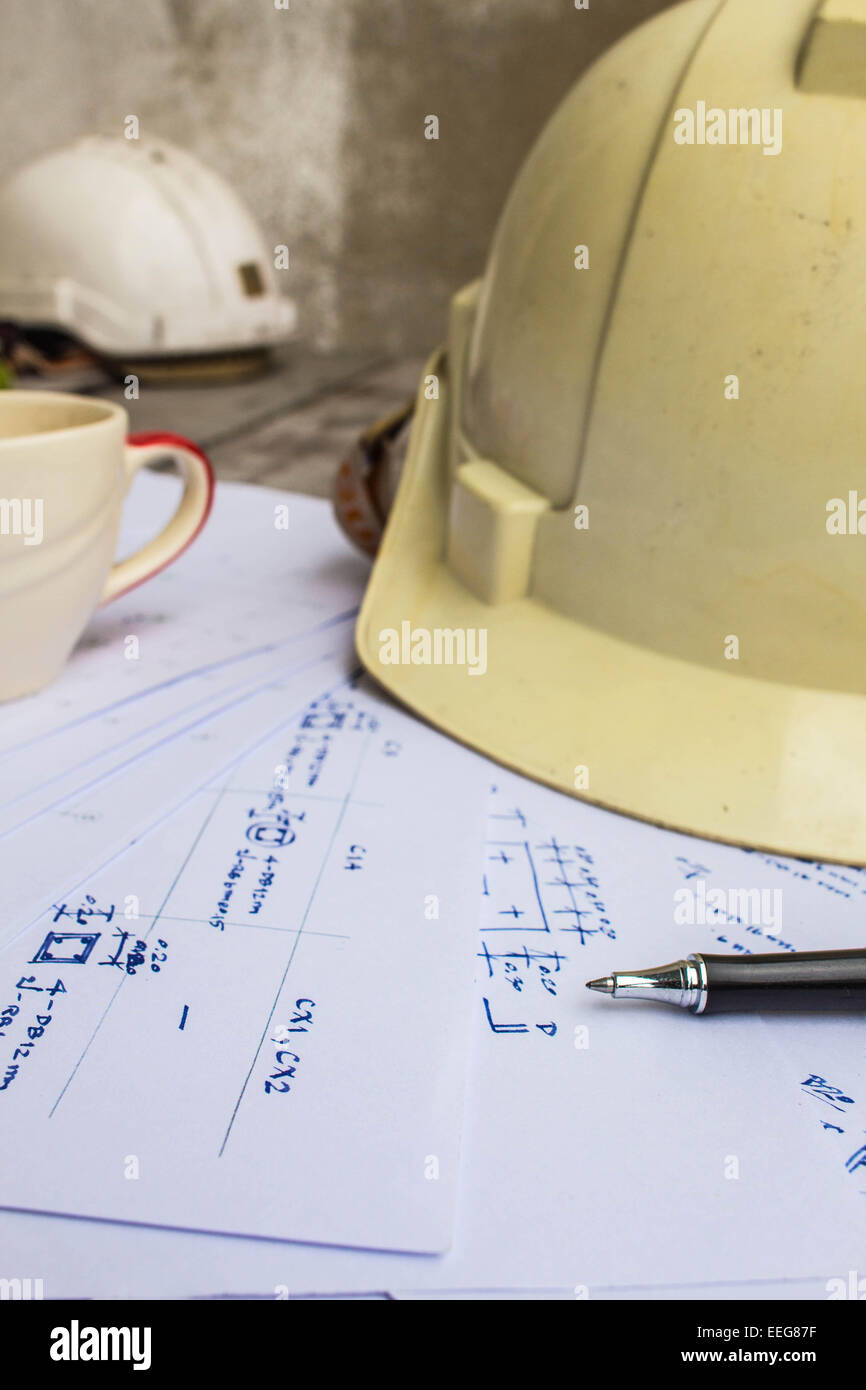 Tools and equipment on the table of engineers Stock Photo - Alamy