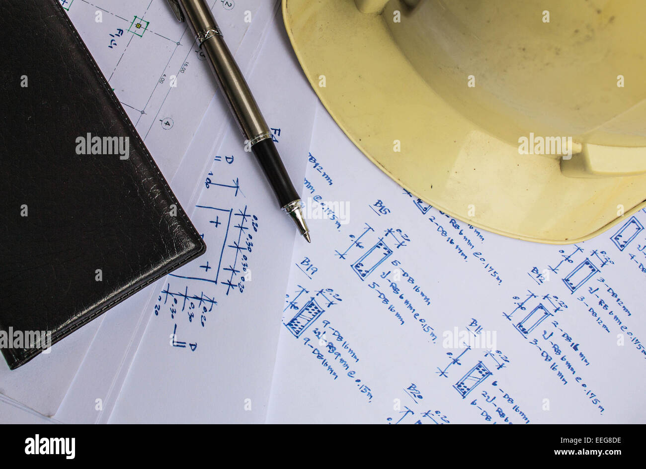 Plan and the work of engineers Stock Photo - Alamy