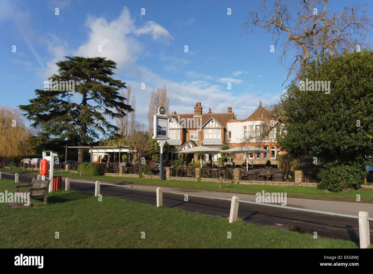 The Thames Court in on the River Thames in Shepperton, UK near London ...
