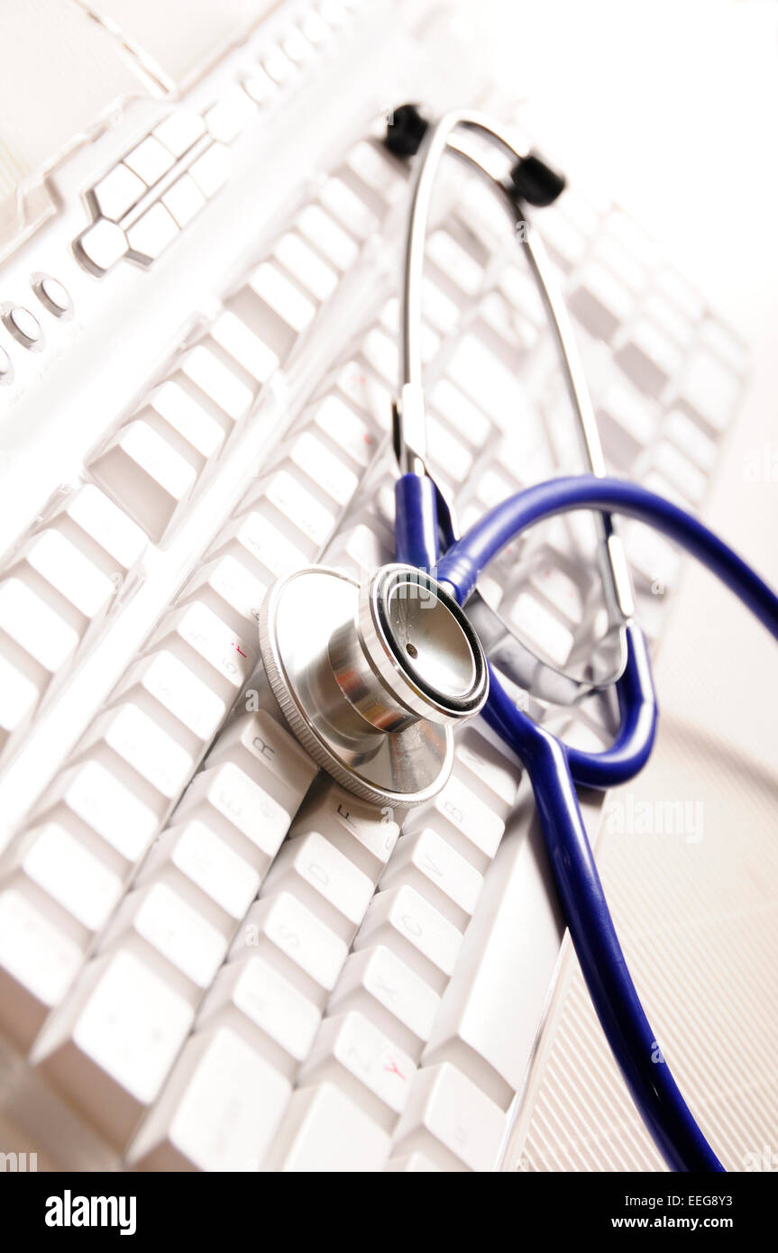 stethoscope and computer keyboard Stock Photo - Alamy