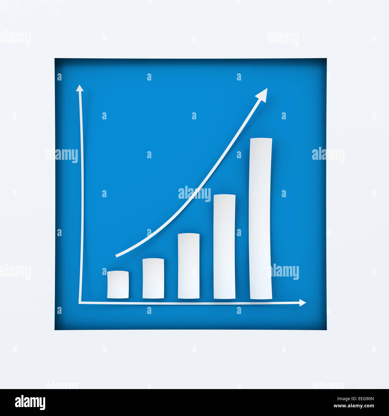 Rising paper bar chart, 3d render Stock Photo - Alamy