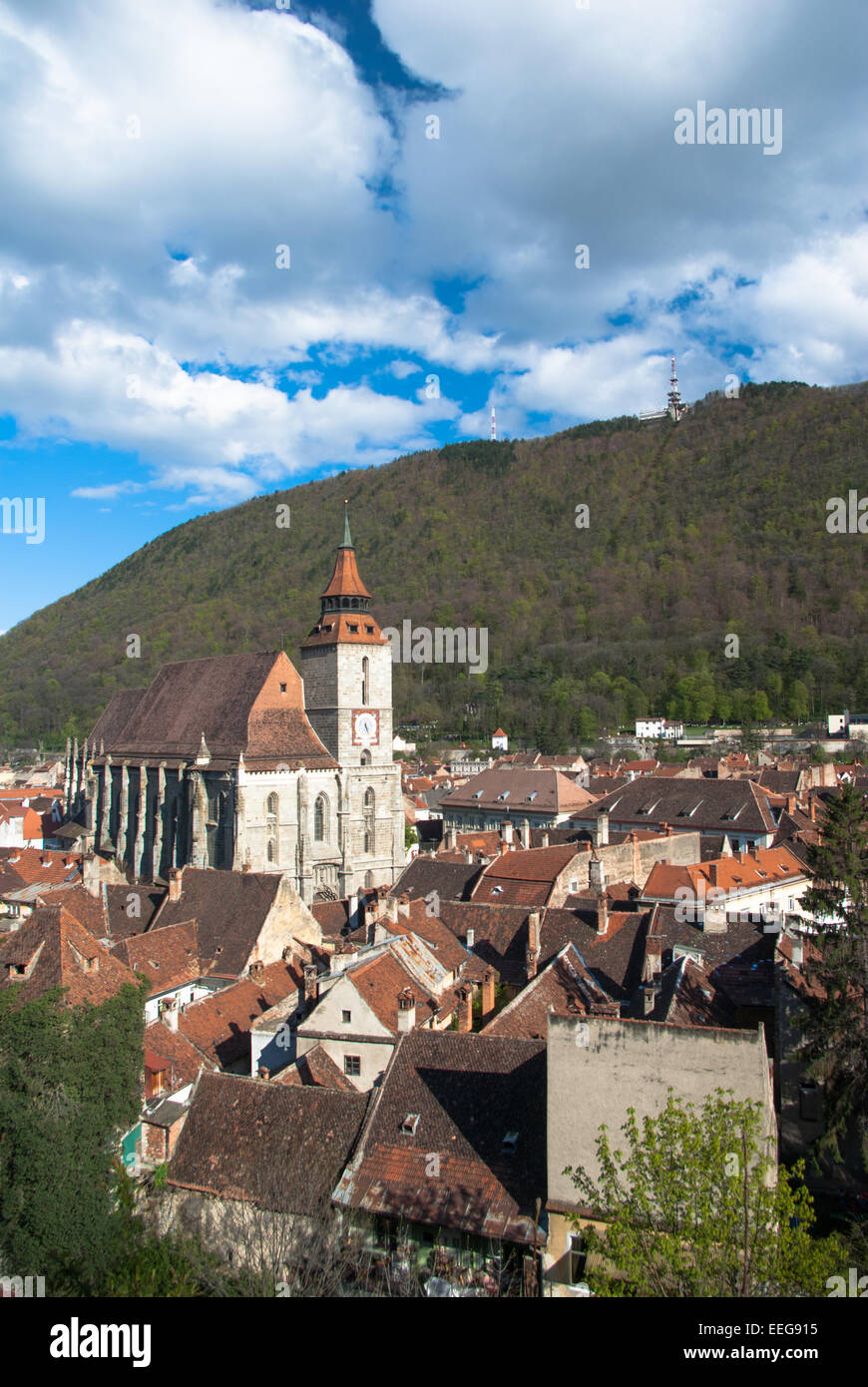 Black Church Brasov, Transylvania, Romania. The bell tower of Black ...