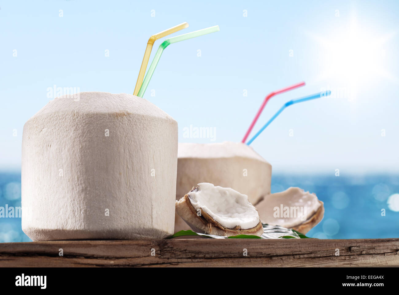 Coconut water in the nut Stock Photo - Alamy