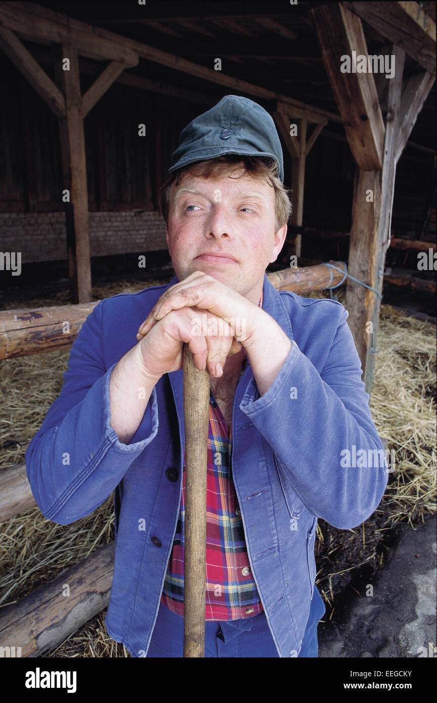 Hamburg, Germany, farmer relies on pitchfork Stock Photo - Alamy