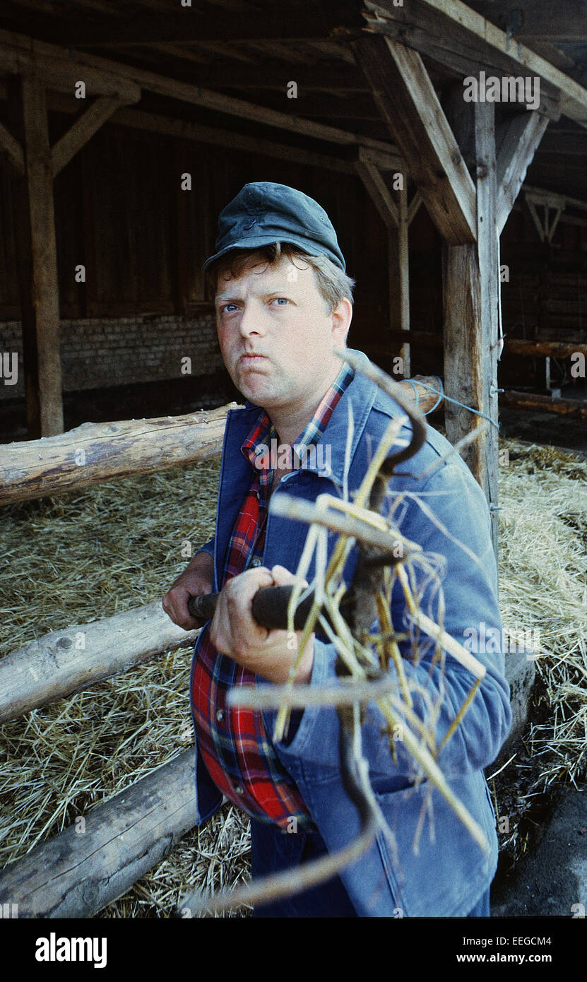 Hamburg, Germany, angry farmer with a pitchfork Stock Photo - Alamy