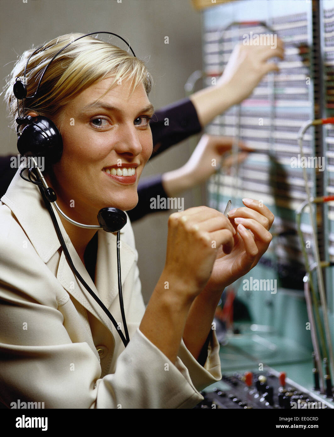 Hamburg, Deustchland, telephone operator with headset Stock Photo - Alamy