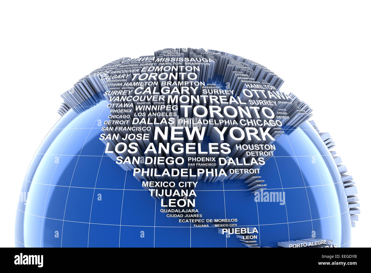 Earth with names of major cities in the world Stock Photo - Alamy