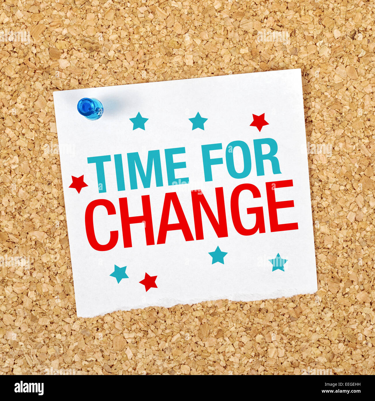 Time For Change Motivational Reminder Note Pinned to a Cork Memory ...