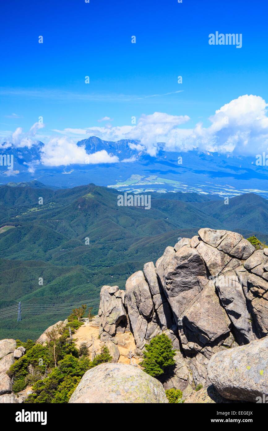 Mt. Yatsugatake seen from Mt. Mizugaki, Japanese Mountain Stock Photo ...