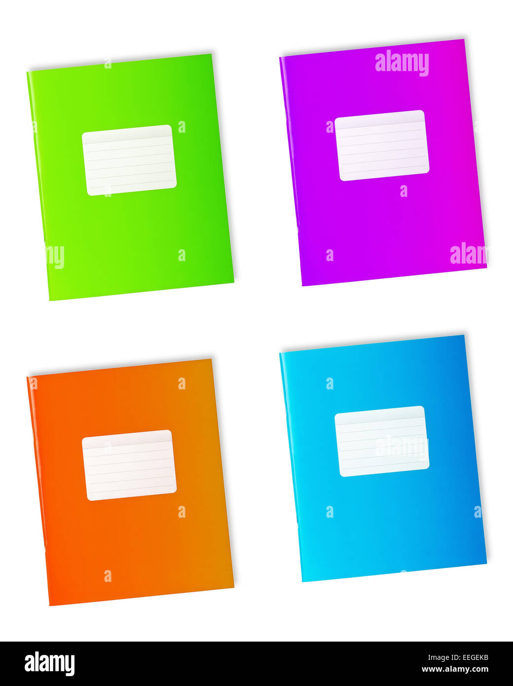 Color notebooks on white background Stock Photo - Alamy