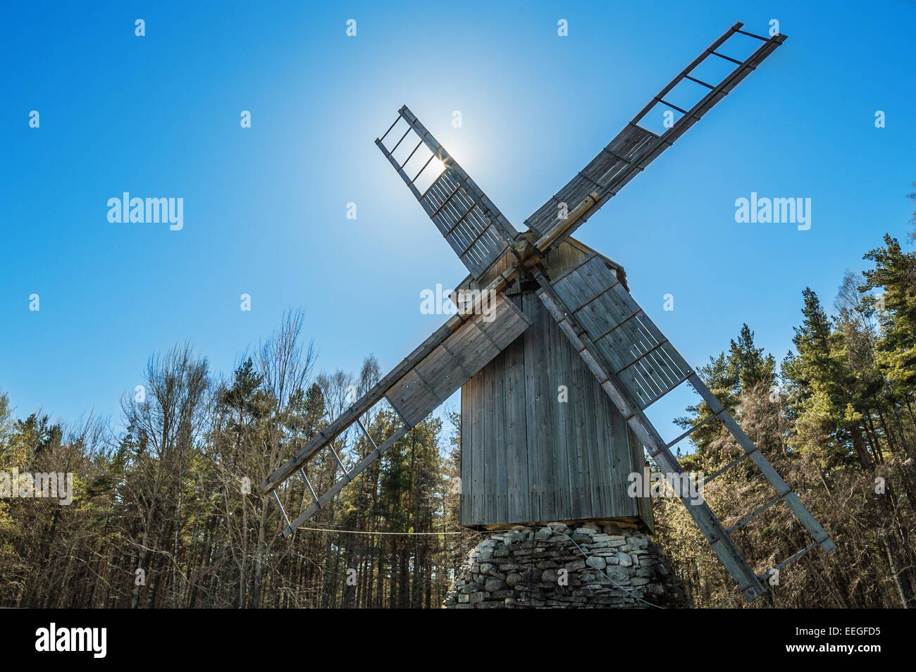 Old wooden windmill, close up Stock Photo - Alamy