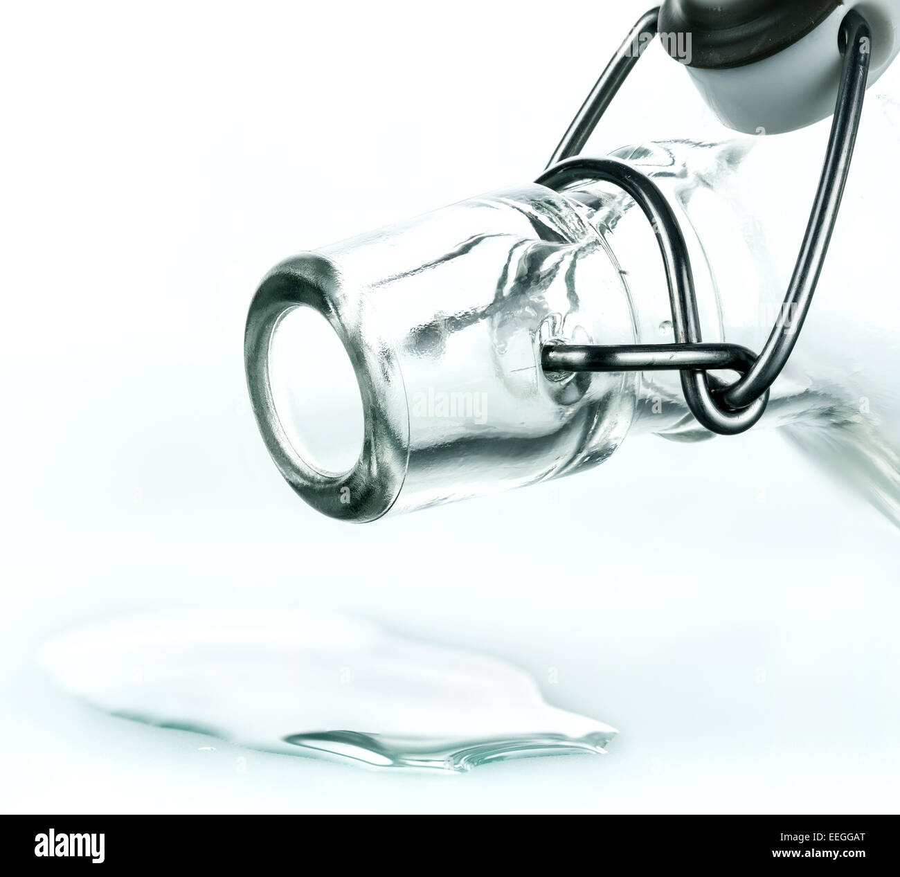 last drop of empty water bottle on white background Stock Photo - Alamy