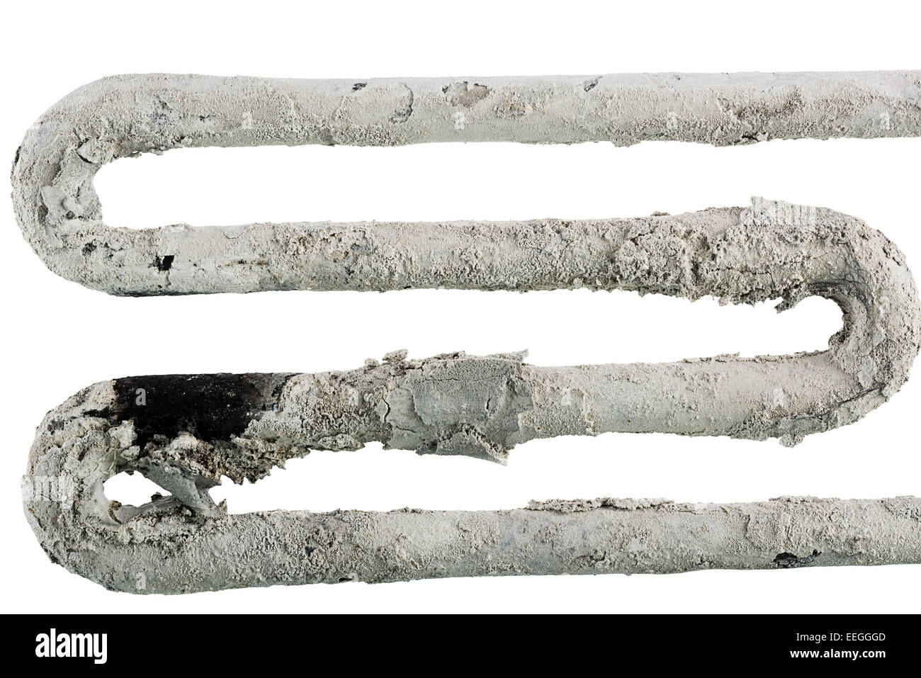 damaged electric heater . Isolation on a white background and folding ...
