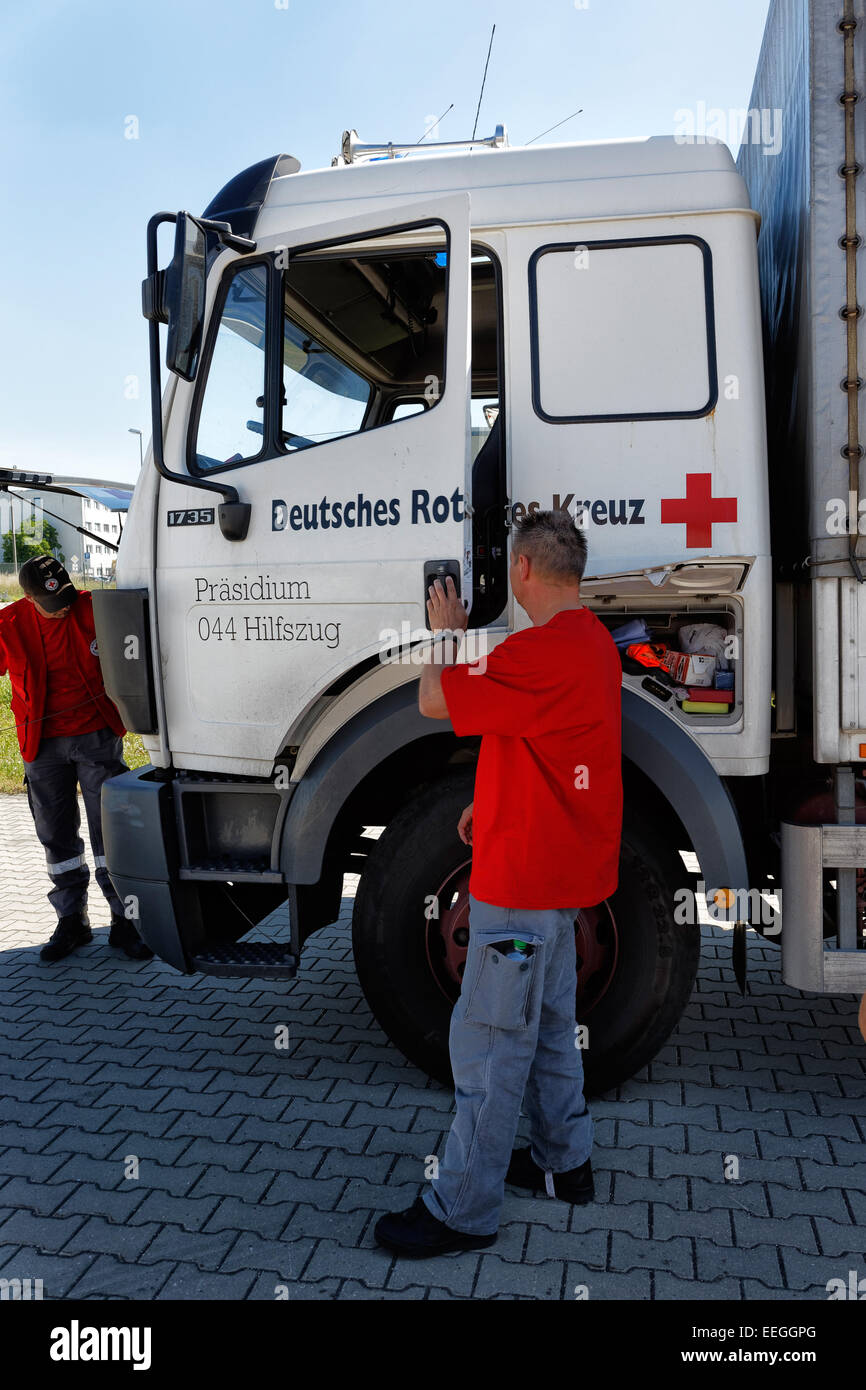 Schoenefeld, Germany, German Red Cross convoy Ukraine Help Stock Photo ...
