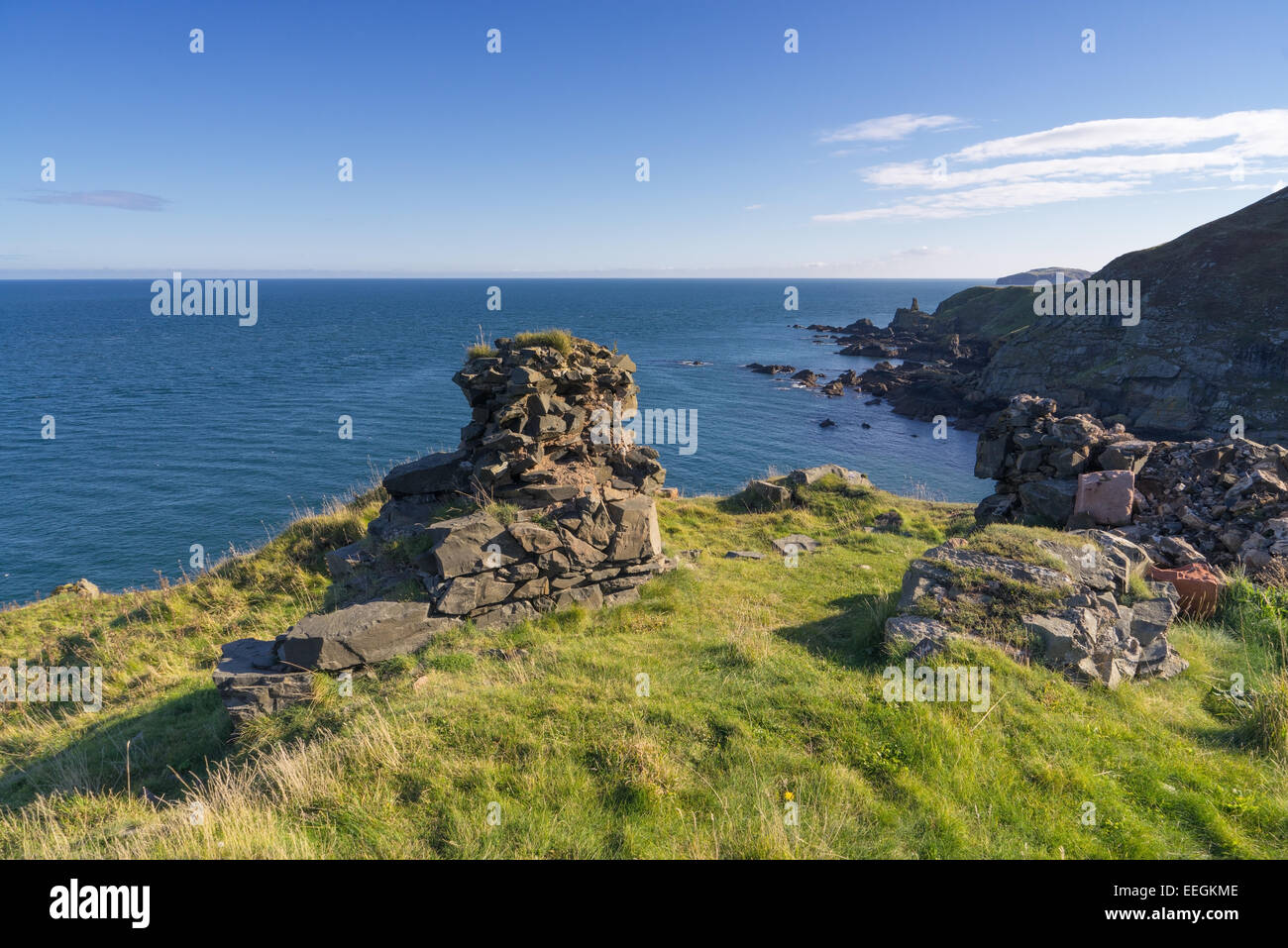 The remains of the old stone wall at Fast Castle, Scottish Borders ...