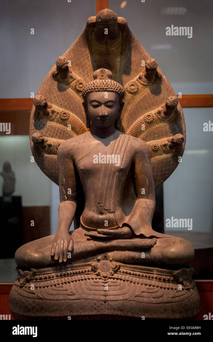 Image of Buddha sheltered with naga hoods (dated 1183 A.D.) at National ...