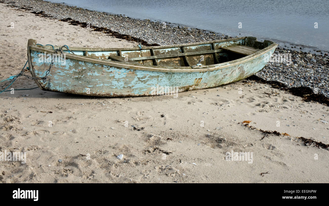 Old Dinghy on the Beach near Norsminde, Denmark Stock Photo - Alamy