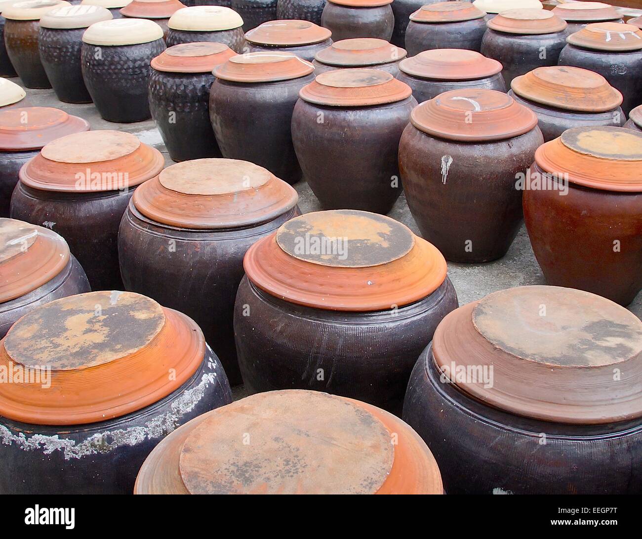 Jar with soy sauce waiting for maturing in Taiwan Stock Photo - Alamy