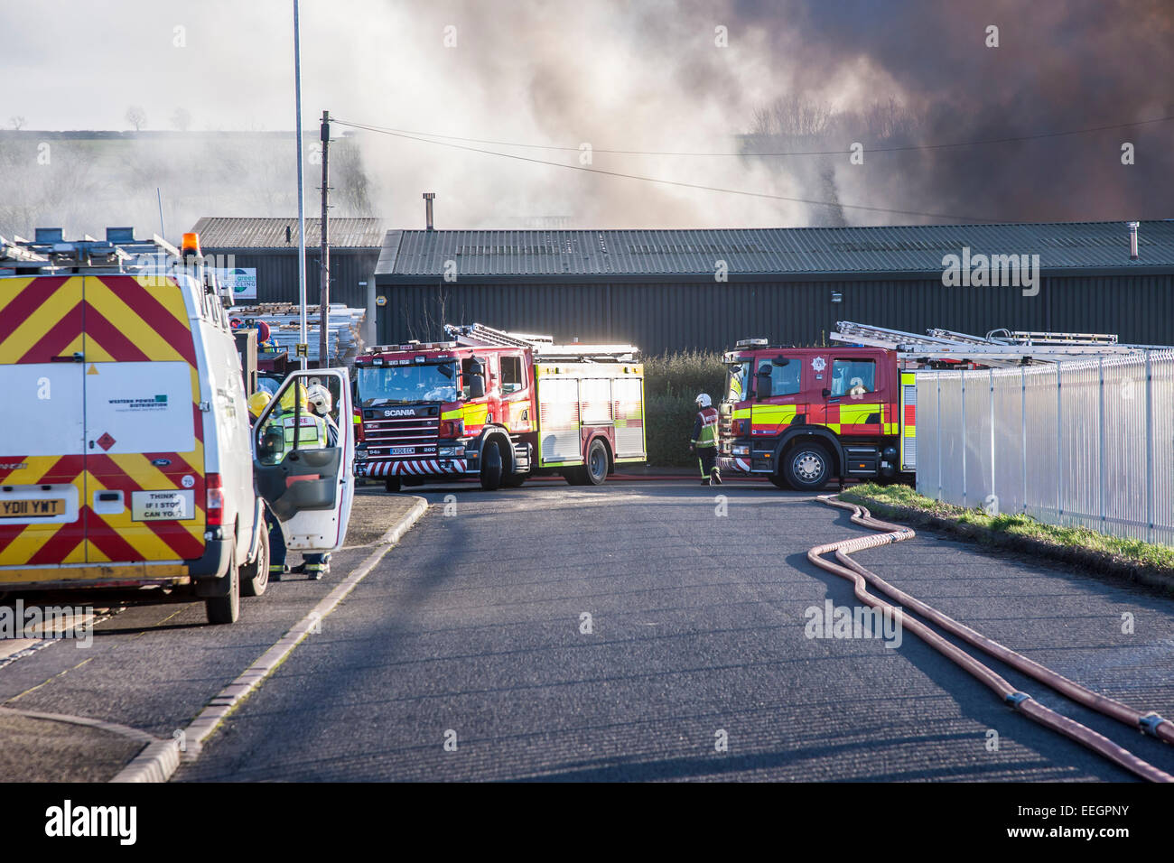 Northamptonshire. U.K. 18th Jan 2015. Large fire at Think Green ...