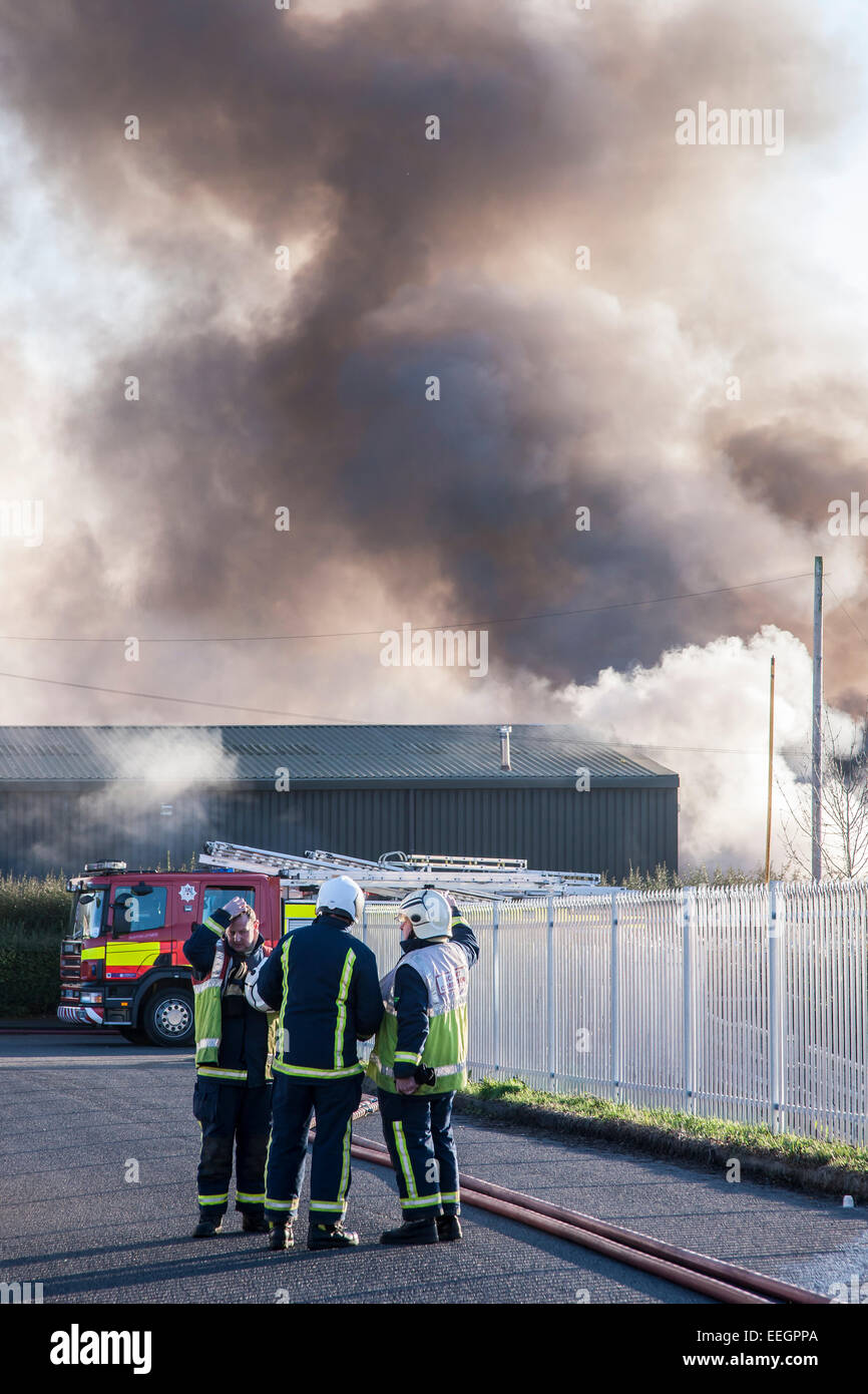 Northamptonshire. U.K. 18th Jan 2015. Large fire at Think Green ...