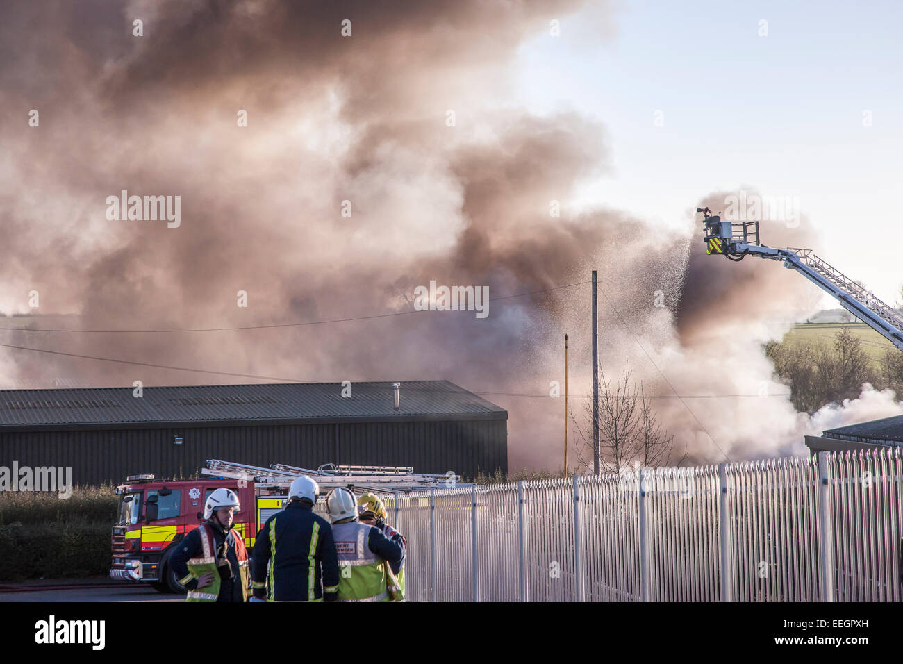 Northamptonshire. U.K. 18th Jan 2015. Large fire at Think Green ...