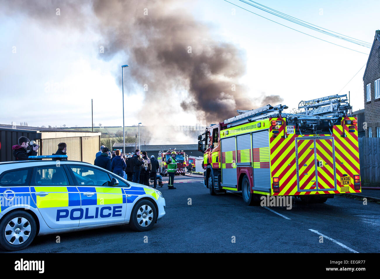 Northamptonshire. U.K. 18th Jan 2015. Large fire at Think Green ...