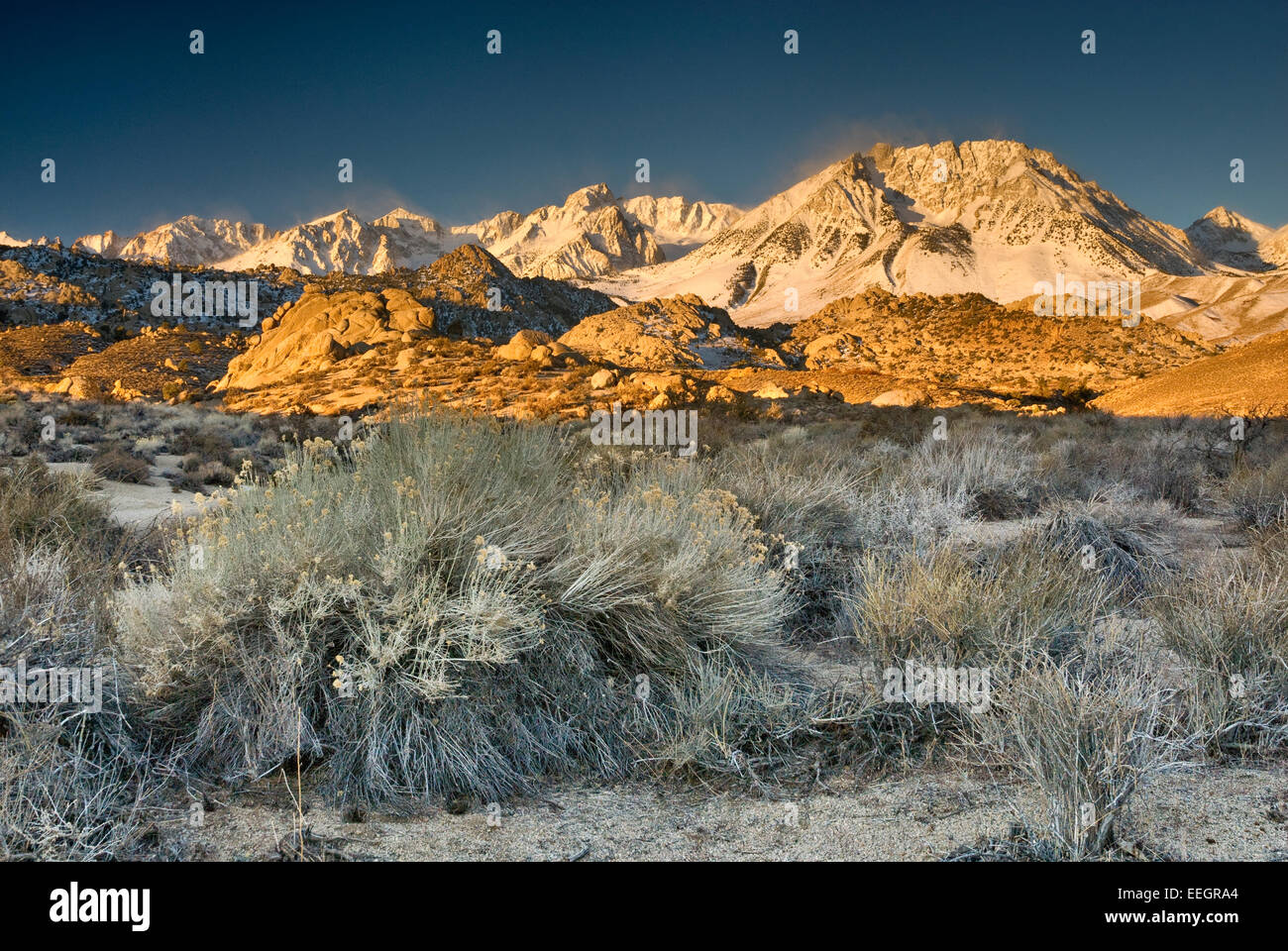 Mt Humphreys and Basin Mtn in Eastern Sierra Nevada at sunrise in ...