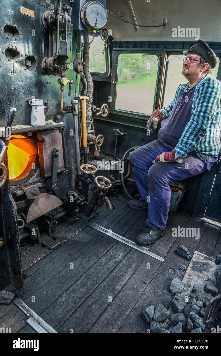 Llangollen scenic steam railway with volunteer railway fireman Stock ...