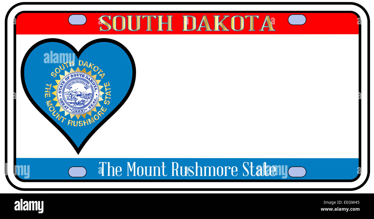South Dakota license plate in the colors of the state flag with the ...