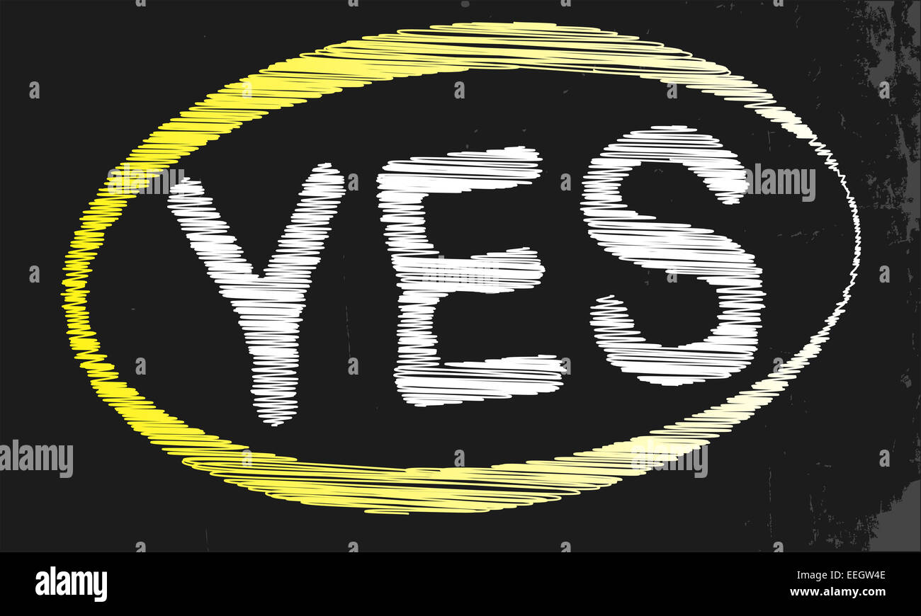 A blackboard with a chalk word yes Stock Photo - Alamy