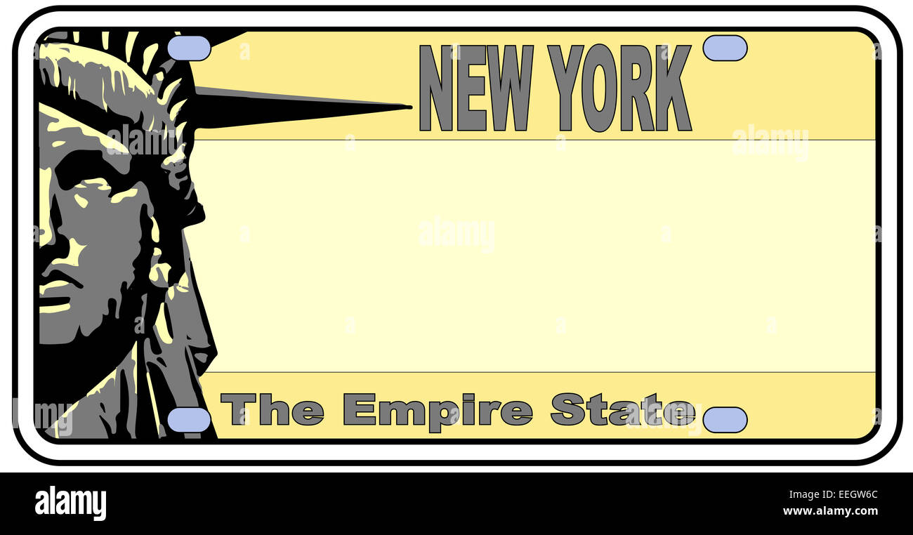 New York license plate in the colors of the state flag with the flag ...