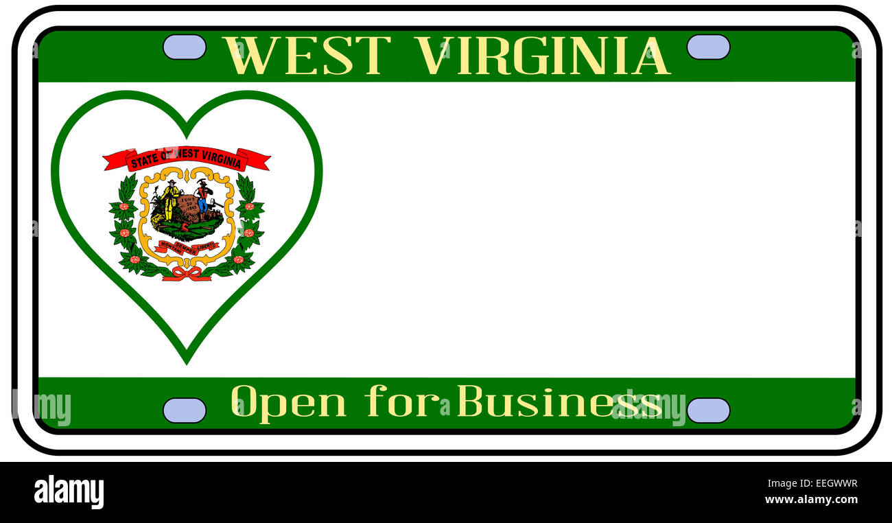 West Virginia license plate in the colors of the state flag with the ...