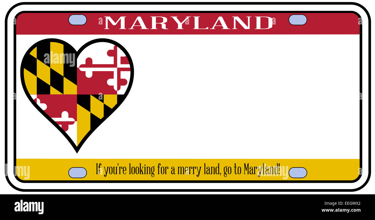 Maryland state license plate in the colors of the state flag with the ...