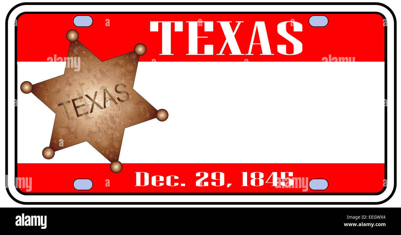Texas state license plate in the colors of the state flag with the flag ...