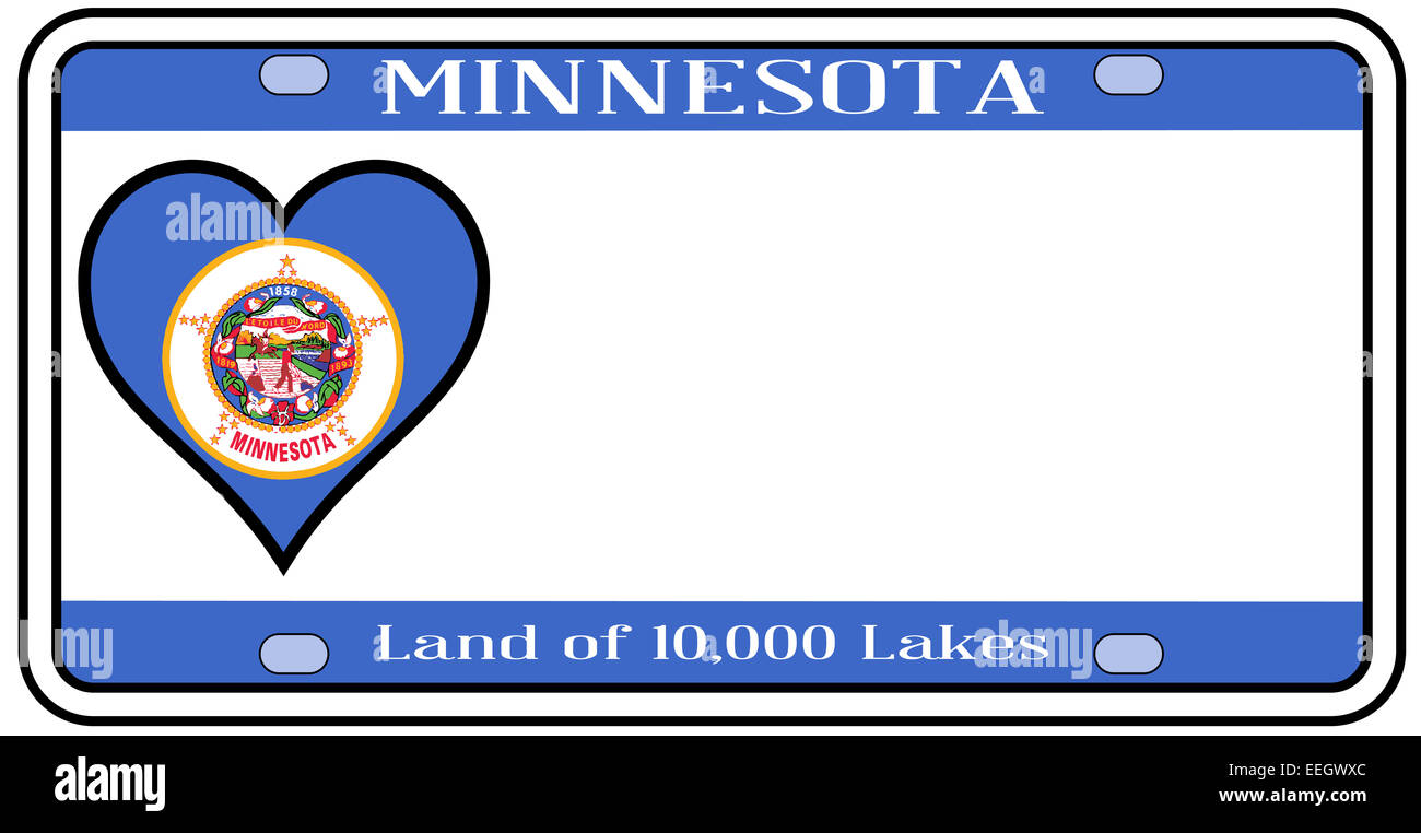 Minnesota state license plate in the colors of the state flag with the ...