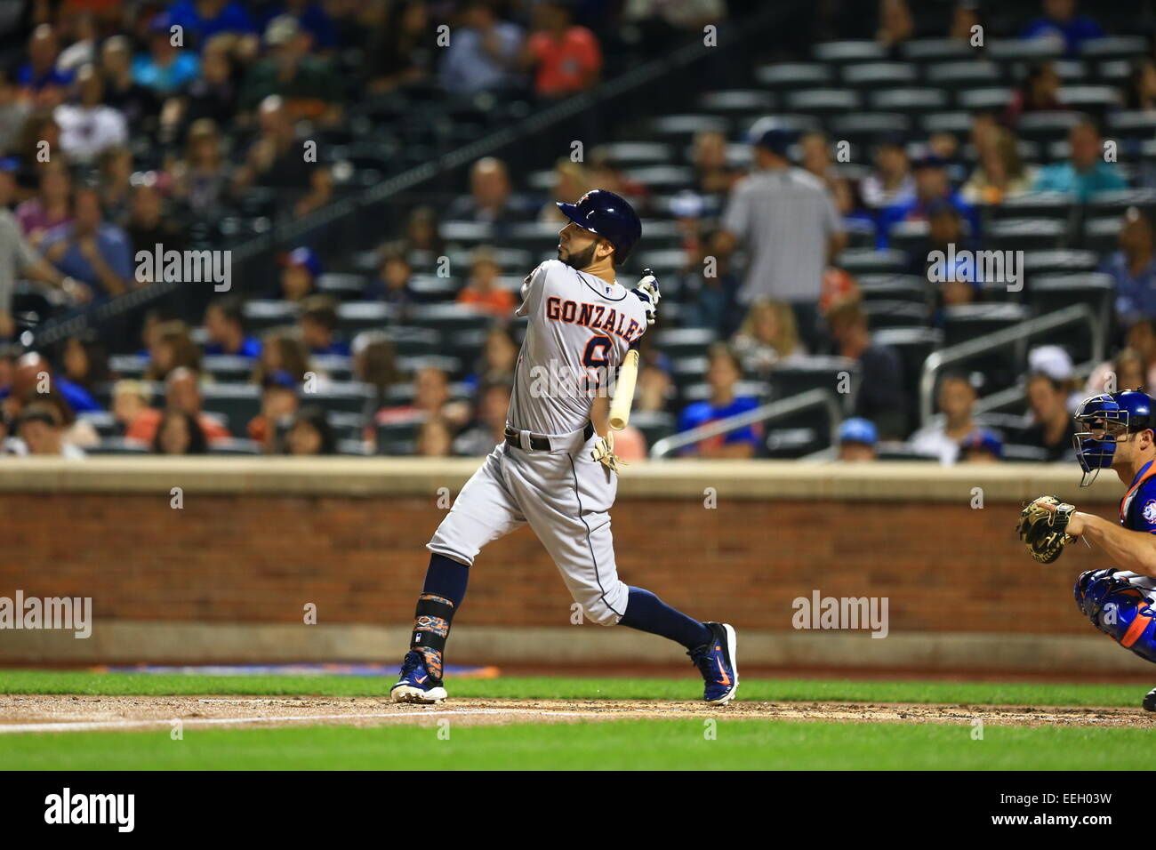 Houston Astros Matt Dominguez (30) doubles in the second inning of a ...