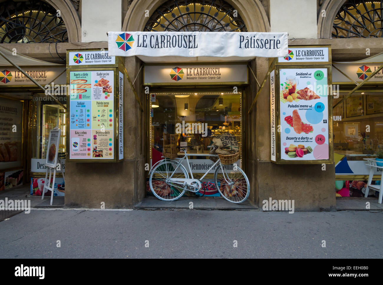 Street and everyday life of the city. Bakery. Prague is the capital and ...