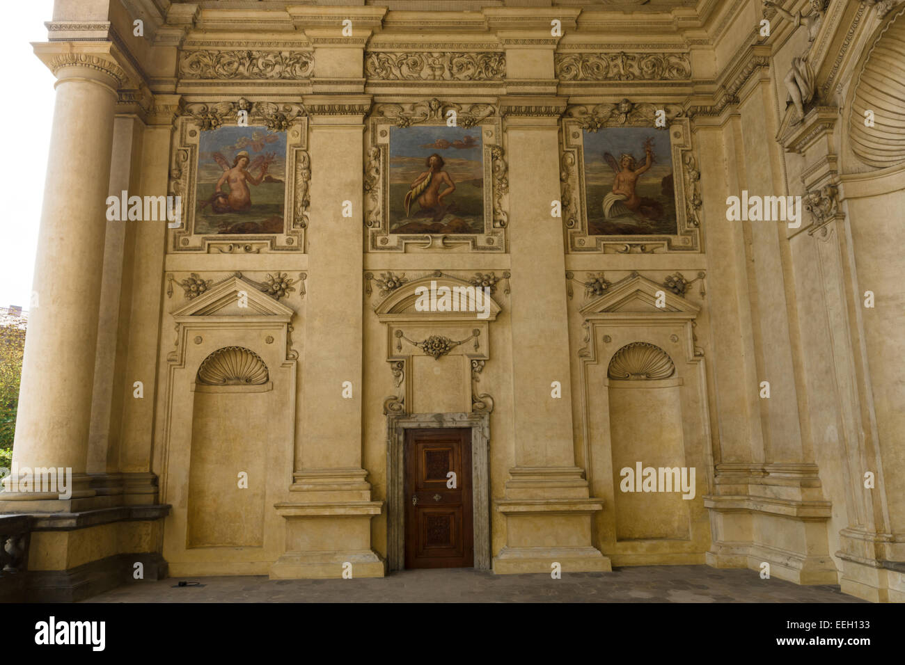 Detail of the facade of the Wallenstein Palace Stock Photo - Alamy