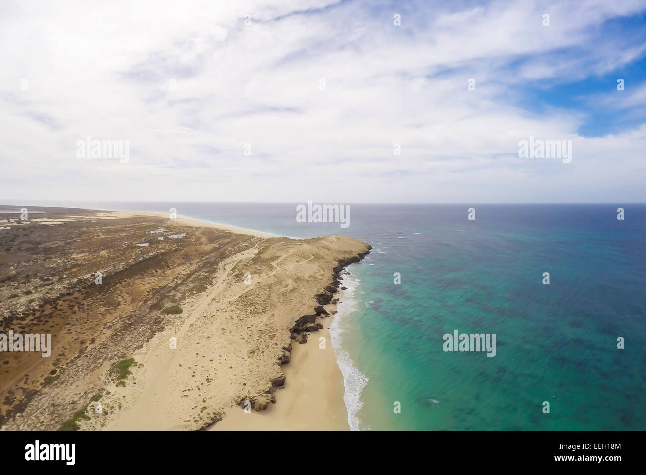 Aerial view on sand dunes in Verandinha beach in Boavista Cape Verde ...